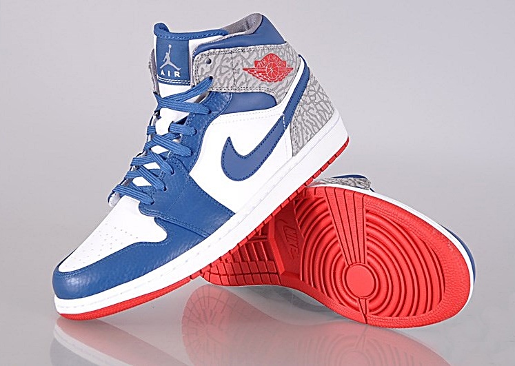 Air Jordan 1 Mid "True Blue" (107/blanco/azul/gris/rojo)