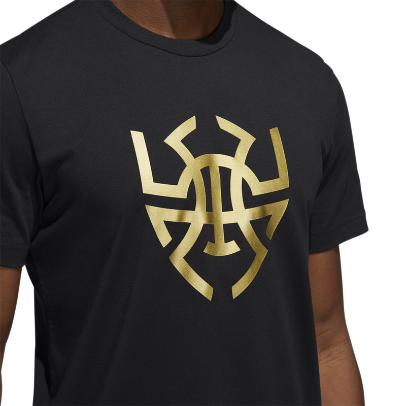 Adidas Marvel Donovan Mitchell Logo Spider Tee (black Gold)