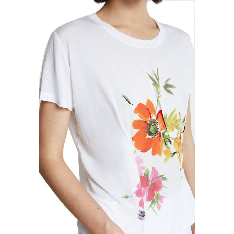 Desigual Tee Front Pleats Gardens (white) - manelsanchez.fr