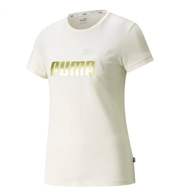 Puma ESS+ Metallic Logo Tee (Ivory/gold) - manelsanchez.fr